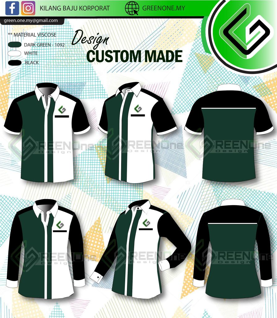 Baju Korporat Custom Made - GREEN ONE EMBROIDERY DESIGN (SA0245350-D)