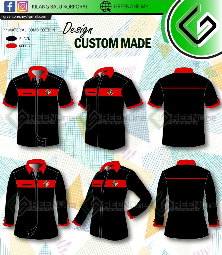Baju Korporat Custom Made - GREEN ONE EMBROIDERY DESIGN (SA0245350-D)