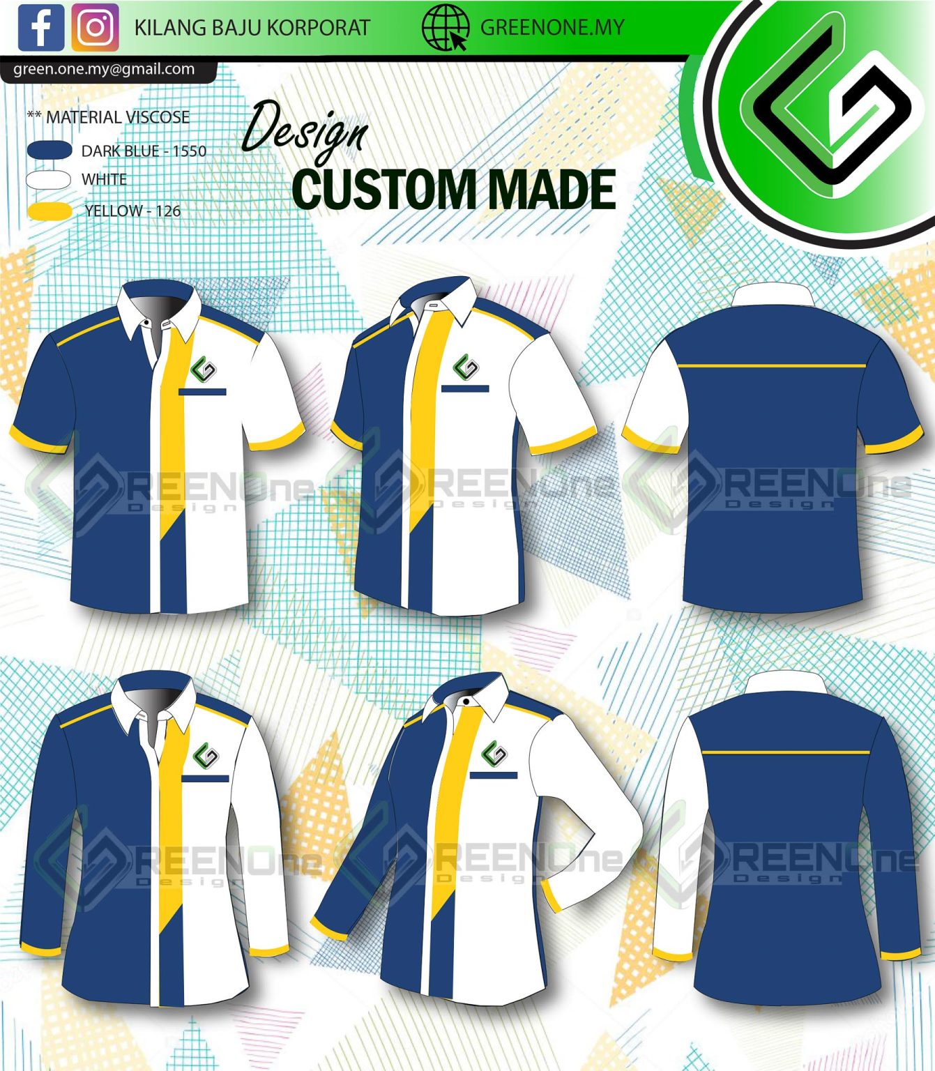 Baju Korporat Custom Made - GREEN ONE EMBROIDERY DESIGN (SA0245350-D)