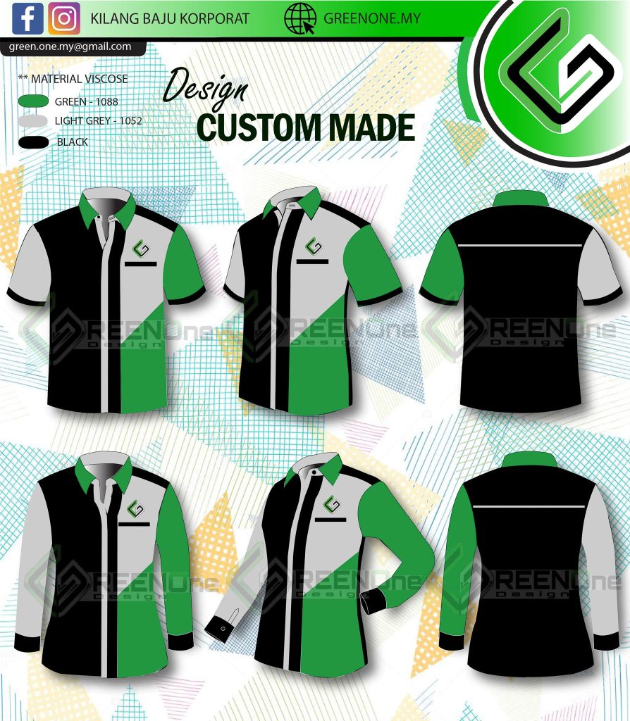 Baju Korporat Custom Made - GREEN ONE EMBROIDERY DESIGN (SA0245350-D)