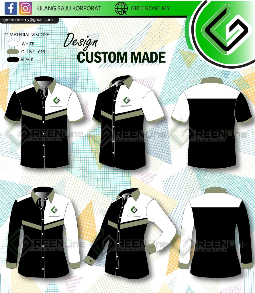 Baju Korporat Custom Made - GREEN ONE EMBROIDERY DESIGN (SA0245350-D)